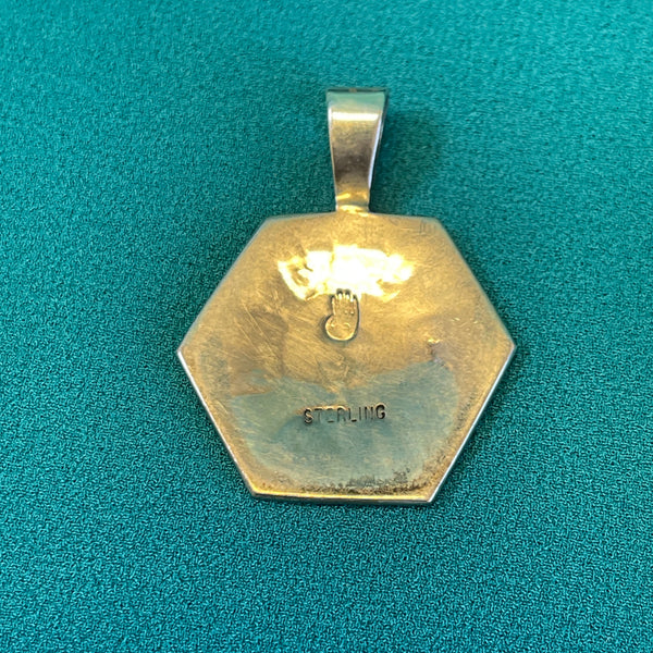 Watson Honanie Hopi Silver Overlay Pendant with Turtle Design, authent ...