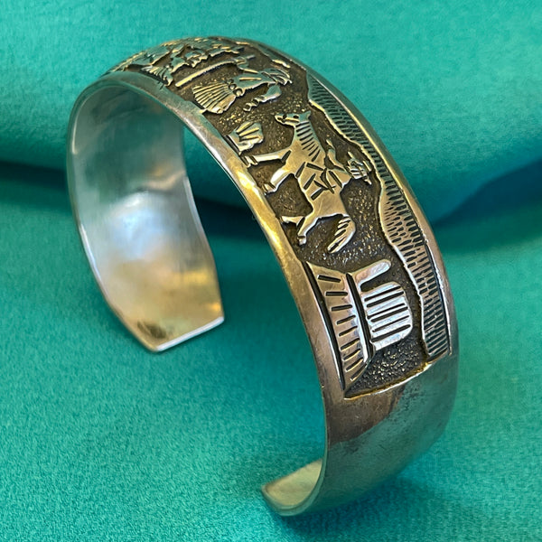 Tom and Sue Kee, Navajo Overlay Storyteller Cuff Bracelet (JM168) – The ...