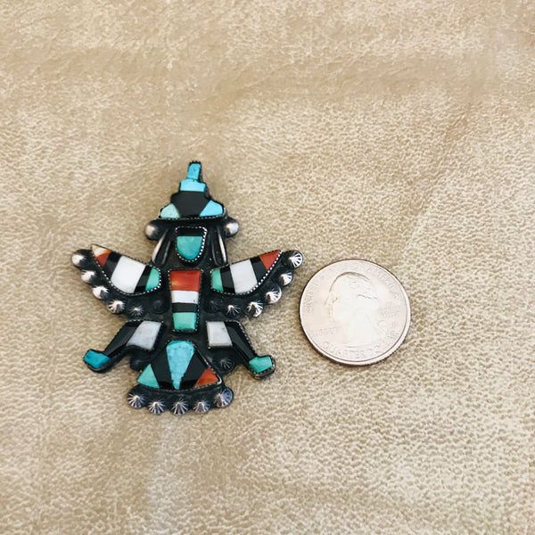 Vintage Zuni Inlay Knifewing design pin, Classic old Zuni pin with Kni ...